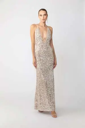 SAU LEE Ollie Gown Sequined Maxi Dress