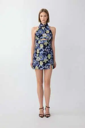 SAU LEE Sophie Embellished Mini Dress - Blue Multi
