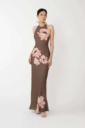 SAU LEE Gwyneth Maxi Dress - Mocha Multi