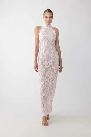 SAU LEE Rosana Lace Cheongsam Dress