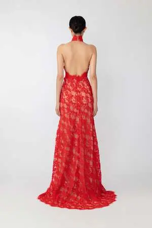 SAU LEE Reese Lace Gown - Red