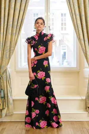 SAU LEE Sylvie Floral Chiffon Maxi Dress