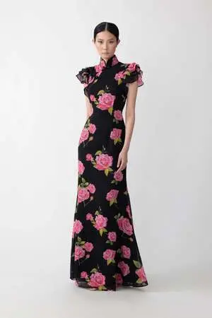 SAU LEE Sylvie Floral Chiffon Maxi Dress