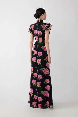 SAU LEE Sylvie Floral Chiffon Maxi Dress