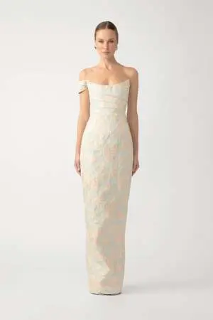 SAU LEE Jackson Jacquard Gown