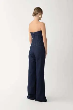 SAU LEE Brooklyn Denim Corset Top