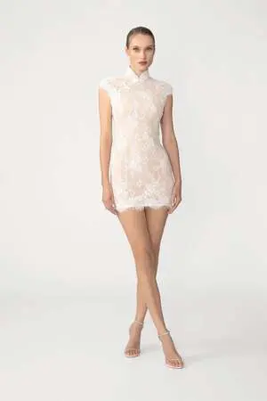 SAU LEE Sia Lace Mini Dress - White
