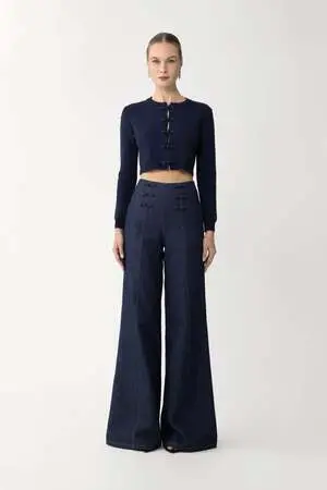 SAU LEE Brooklyn Wide-leg Denim Pants