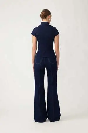 SAU LEE Iris Denim Top
