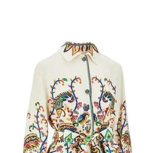 Etro Paisley Motif Twill Overshirt With Belt