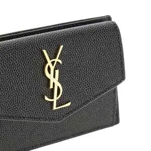 Saint Laurent Uptown' Grain De Poudre Leather Card Case