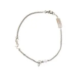 Saint Laurent Cassandre Bracelet With Strass And Crystals - Silver