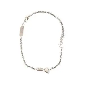 Saint Laurent Cassandre Bracelet With Strass And Crystals - Silver