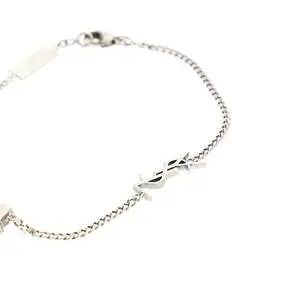 Saint Laurent Cassandre Bracelet With Strass And Crystals - Silver