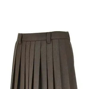 Miu Miu Pleated Wool Mini Skirt - Brown