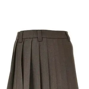 Miu Miu Pleated Wool Mini Skirt - Brown