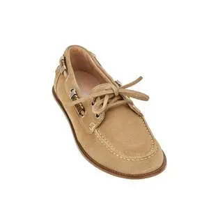 Pinko Suede Leather Boat Shoes - Beige