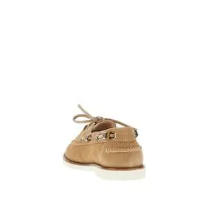 Pinko Suede Leather Boat Shoes - Beige