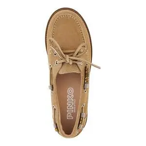 Pinko Suede Leather Boat Shoes - Beige