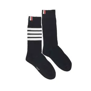Thom Browne Mid-calf Cotton Socks With 4 Bar Inlay - Blue