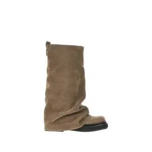 Attico Robin Suede Leather Combat Boots - Grey