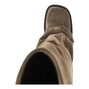 Attico Robin Suede Leather Combat Boots - Grey