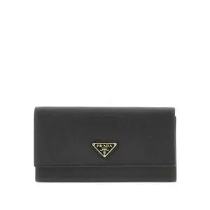 PRADA Prada Saffiano Leather Clutch With Enameled Triangle Logo