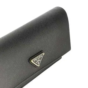 Prada Saffiano Leather Clutch With Enameled Triangle Logo