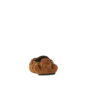 Miu Miu Suede Leather Loafers With Logo Detail - Brown