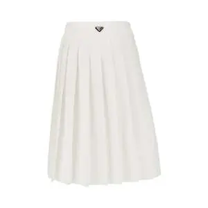 Prada Pleated Poplin Midi Skirt - White
