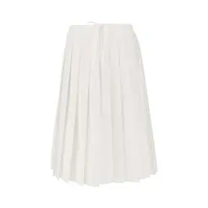Prada Pleated Poplin Midi Skirt - White