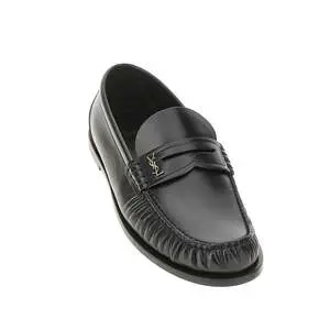 Saint Laurent Moc Toe Loafers With Cassandre Logo