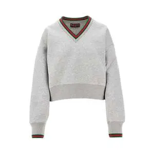 Gucci V-neck Sweatshirt With Web Trim