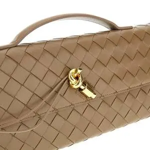Bottega Veneta Andiamo Nappa Leather Clutch - Beige