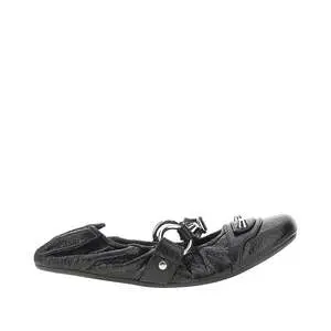 Balenciaga Arena Leather Ballerinas With Buckled Ankle Strap And Stud Embellishments