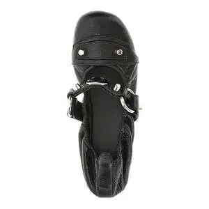 Balenciaga Arena Leather Ballerinas With Buckled Ankle Strap And Stud Embellishments