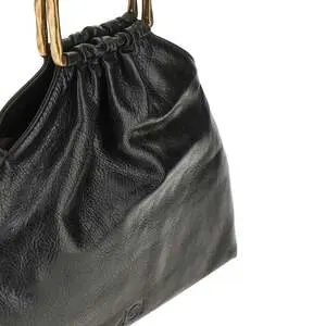 AUTENTICA 504 Delia' Grained Leather Pouch With Hammered Handles