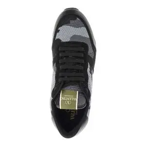 Valentino Garavani Rockrunner Camouflage Technical Knit Sneakers - Black