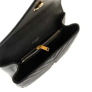 Saint Laurent Quilted Leather 'college' Bag - Black