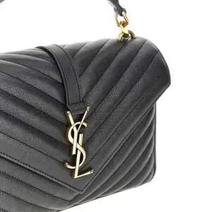 Saint Laurent Quilted Leather 'college' Bag - Black