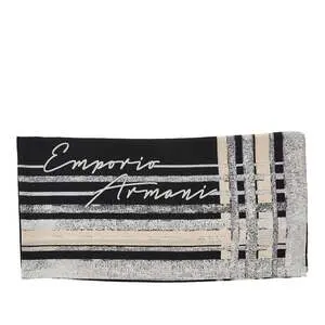 Emporio Armani Silk Scarf With Print - Black