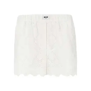 MSGM Broderie Anglaise Shorts - White