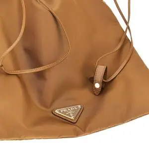 Prada Re-nylon Pouch With Saffiano Leather - Brown
