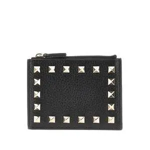 Valentino Garavani Rockstud' Grained Leather Coin Purse - Black