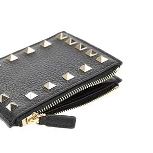 Valentino Garavani Rockstud' Grained Leather Coin Purse - Black