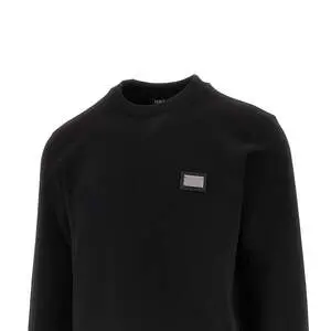Dolce & Gabbana Crewneck Sweatshirt With Logo Plate - Black