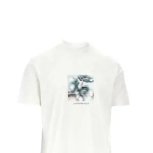 Emporio Armani Printed And Embroidered Yoce-bend T-shirt