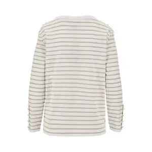 Emporio Armani Striped Cotton And Modal Blend Long Sleeve T-shirt With Logo Buttons