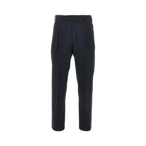 PT TORINO Super 130's Wool Union Fit Tapered Pleated Trousers - Blue