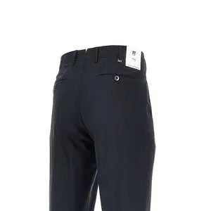 PT TORINO Super 130's Wool Union Fit Tapered Pleated Trousers - Blue